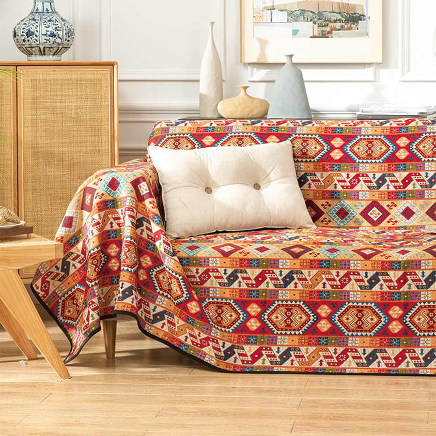 Moroccan Jacquard Multifunctional Throw Blanket Couch Cover - FunnyFuzzy