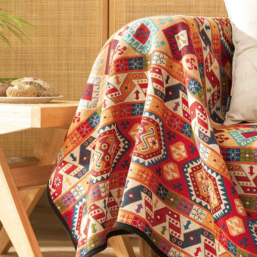 Moroccan Jacquard Multifunctional Throw Blanket Couch Cover - FunnyFuzzy
