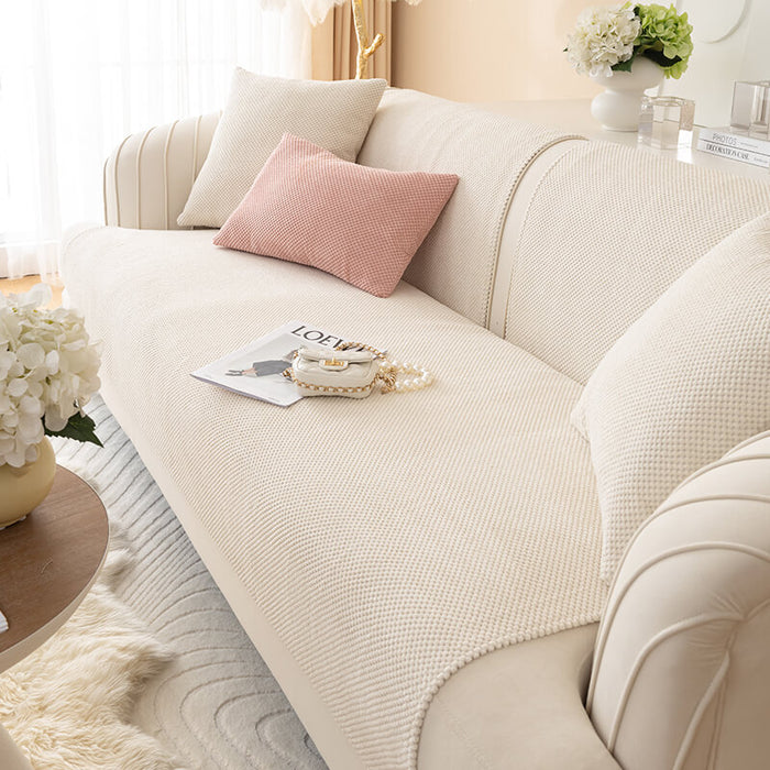 Simple Solid Colour Plush Furniture Protector Couch Cover - FunnyFuzzy