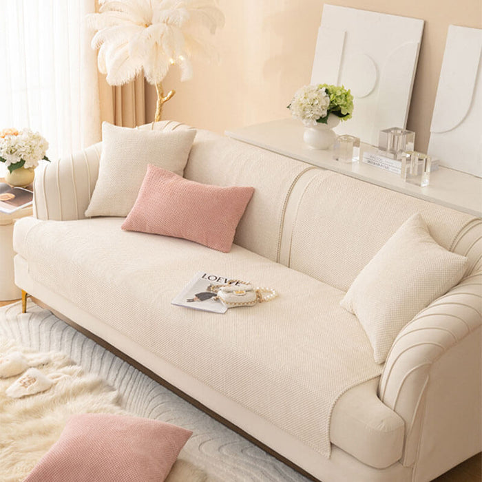 Simple Solid Colour Plush Furniture Protector Couch Cover - FunnyFuzzy