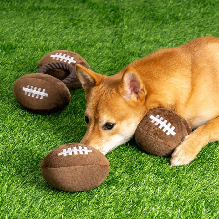 Super Bowl Plush Rugby Football Sound Toy Dog Interactive Toy - FunnyFuzzy