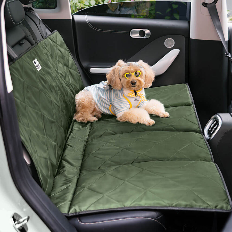 Travel Portable & Waterproof Folding Dog Car Back Seat Bed - FunnyFuzzy