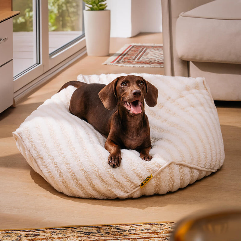 Trendy Striped Pattern Polygonal Calming Bean Bag Dog Bed - FunnyFuzzy