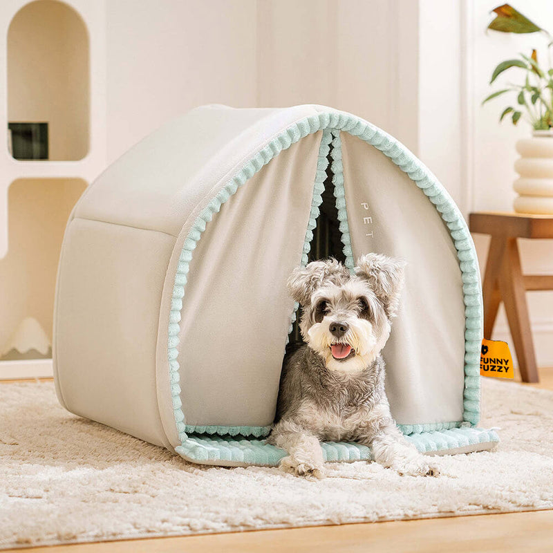 Double Curtain Pet House Enclosed Dog Bed-Funnyfuzzy