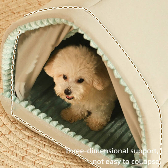 Double Curtain Pet House Enclosed Dog Bed-Funnyfuzzy