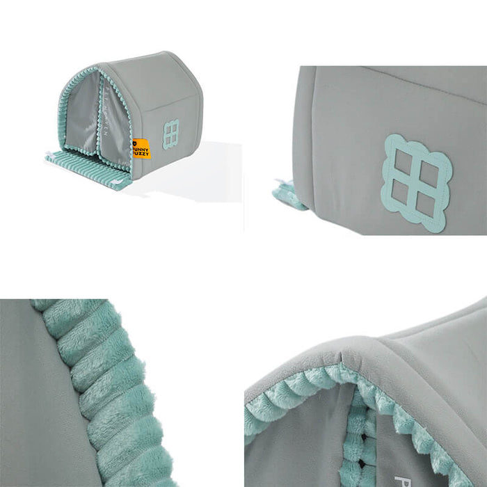 Double Curtain Pet House Enclosed Dog Bed-Funnyfuzzy