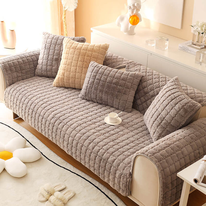Biscuit Plush Soft Non-Slip Couch Cover - FunnyFuzzy
