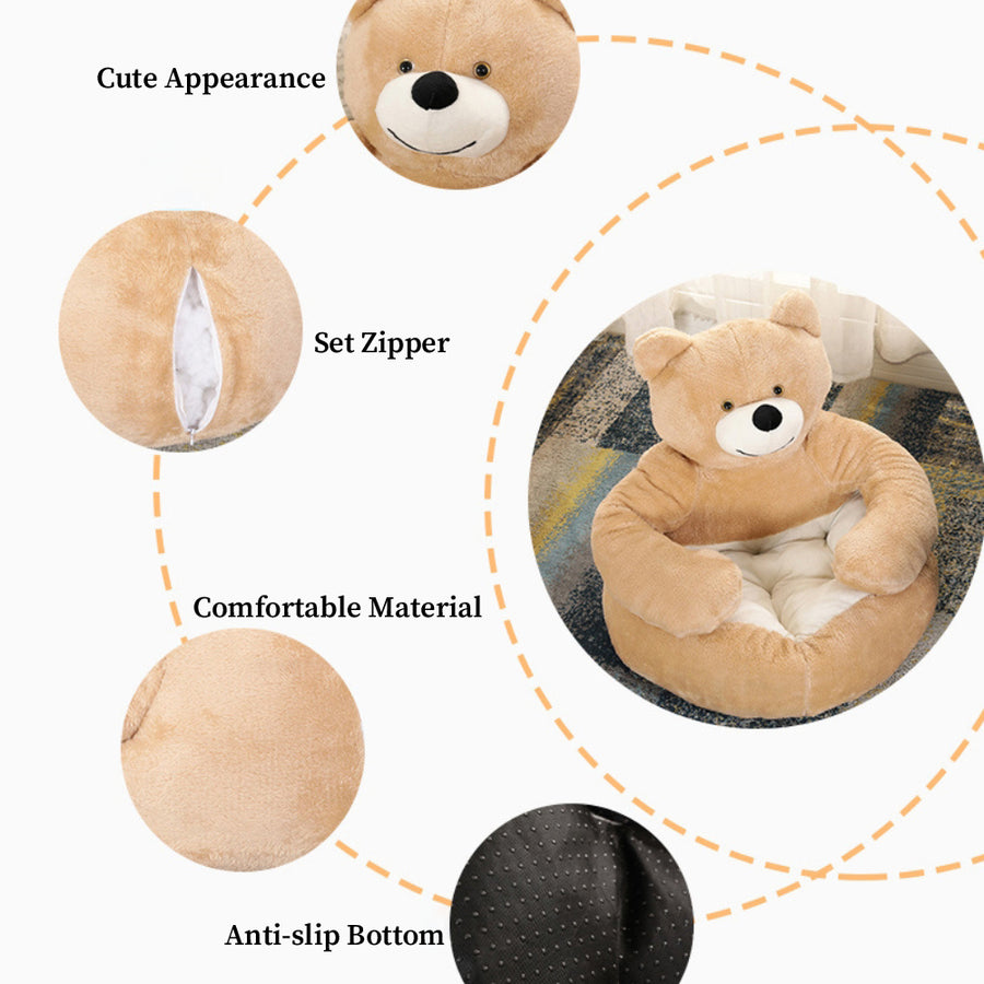 Cute Detachable Cuddle Bear Cat Bed - FunnyFuzzy