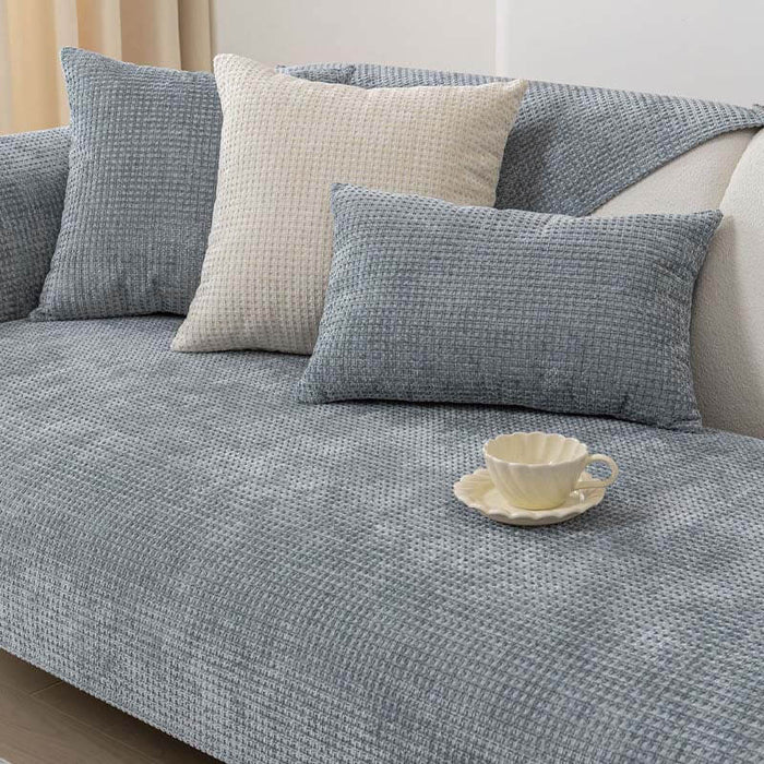 Delicate Waffle Chenille Fabric Furniture Protector Couch Cover ...