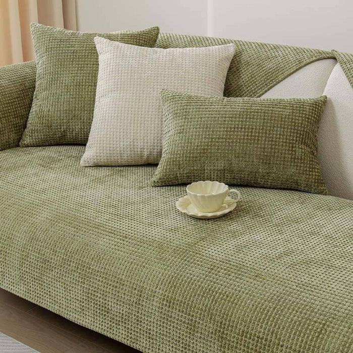 Delicate Waffle Chenille Fabric Furniture Protector Couch Cover ...