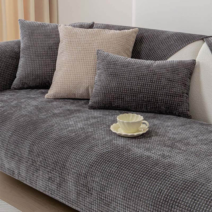 Delicate Waffle Chenille Fabric Furniture Protector Couch Cover ...