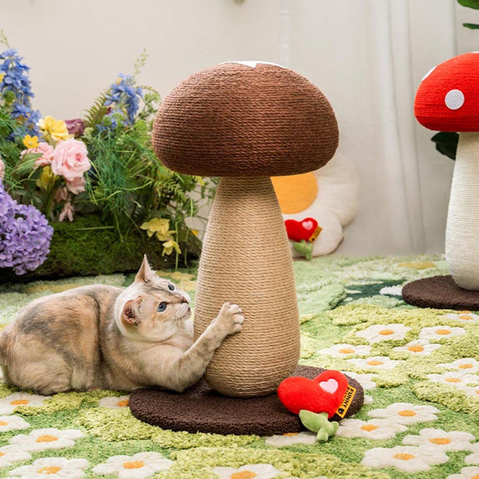 Handcrafted Mushroom-Shaped Natural Sisal Scratching Post for Large ...