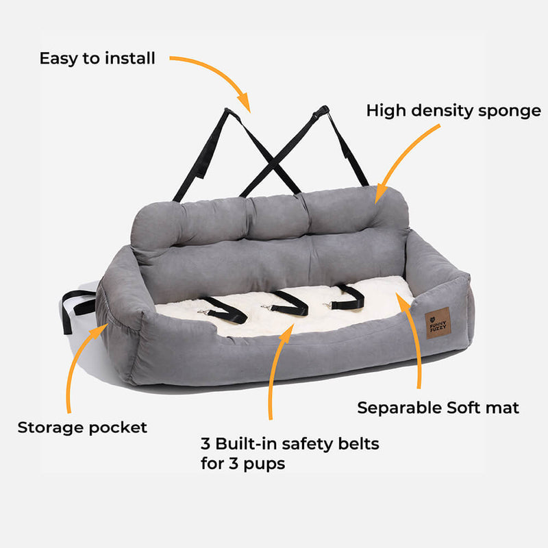 Travel Bolster Safety Dog Car Bed for Large Dogs | Comfortable ...